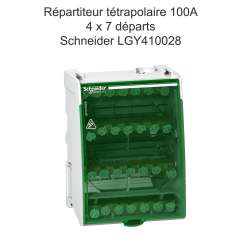 Répartiteur tétrapolaire 100A / 4x7 départs Schneider LGY410028