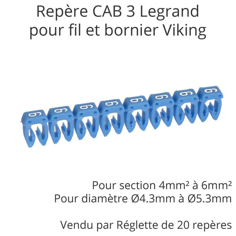 Repère CAB 3 Legrand pour filerie et bornier Viking