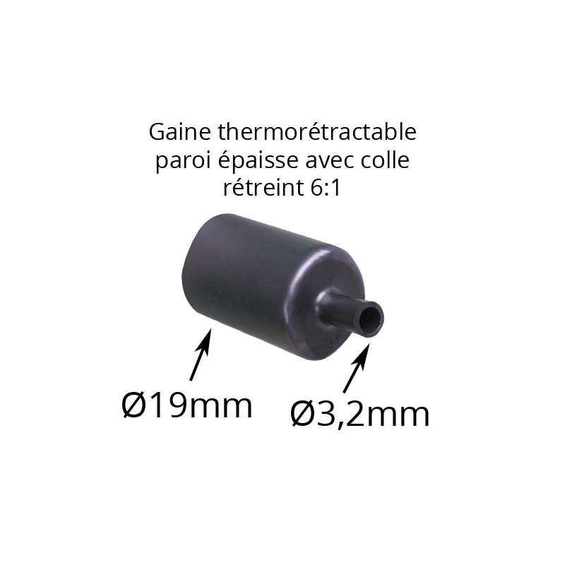 Gaine thermorétractable à paroi épaisse 6:1 avec colle